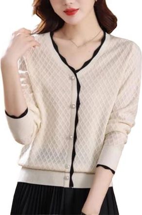 Generic Pull &eacute;l&eacute;gant &agrave; manches longues pour femme - Col en V - Patchwork contrast&eacute; - Pour printemps, Kaki, XXL