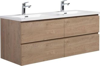 Badplaats Badezimmer Badm&ouml;bel-Set Angela 140cm - Kastanien Eiche - Untersc