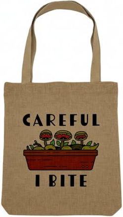 Fabulous Sac Shopping Tote Bag Aspect Lin - Careful I Bite Venus Trap Fly Plants Pot Gardening - Sac de Courses Toile Epaisse 360g Beige Naturel Cabas Port&eacute; Ep
