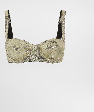 Dolce & Gabbana Balconette-bh Mit Mikropailletten-stickerei - Frau Unterw&auml;sche Gold 1b