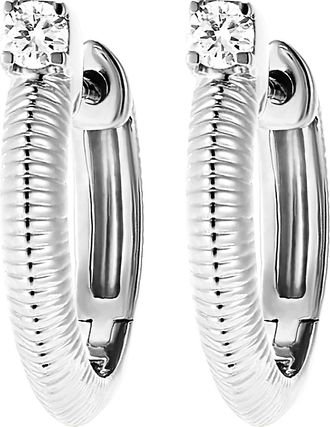 Edenly Fraîcheur Ohrringe - Bearbeitete Creolen - 18 Karat Weißgold mit Diamanten