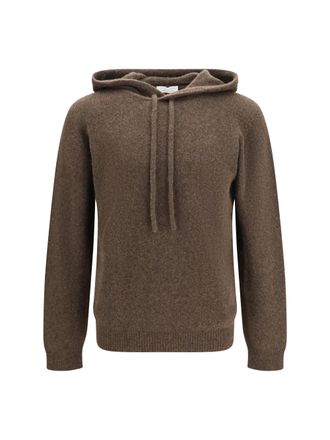 Roberto Collina Merino Wool Ribbed Hooded Sweater - Brown