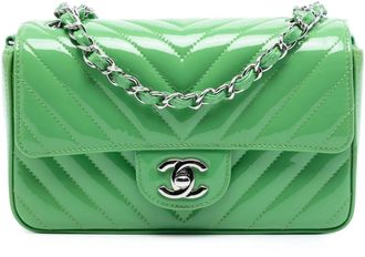 Chanel Hobo Bags - Mini Rectangular Classic Chevron Patent Single Fla - Gr. unisize - in Gr&uuml;n - f&uuml;r Damen