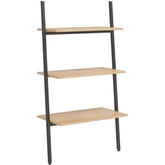 vidaXL Tag&egrave;re inclin&eacute;e &agrave; 3 niveaux Marron clair et noir 64x34x116 cm Vidaxl