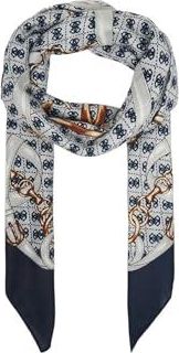 Guess Foulard en polyester Motif Chaînes et Logo Bleu marine 130 x 130 cm