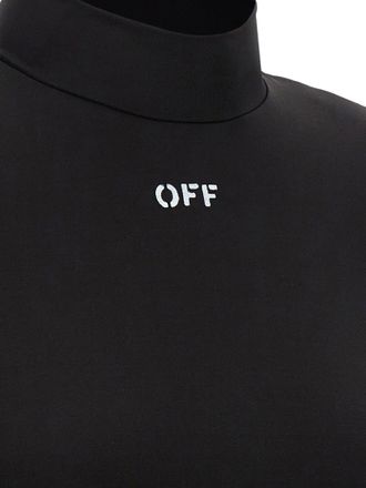 Off-white Logo-Print Stretch Jersey Crop Top - Black