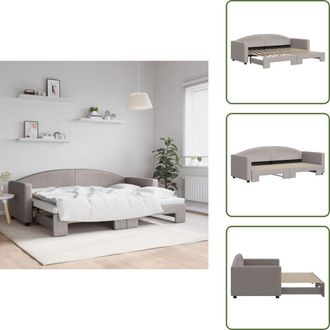 vidaXL Tagesbett Ausziehbar Taupe 80x200 cm Stoff - Sofa Bett - Schlafcouch - G&auml;stebett - Ausziehbett - Wohnzimmerm&ouml;bel