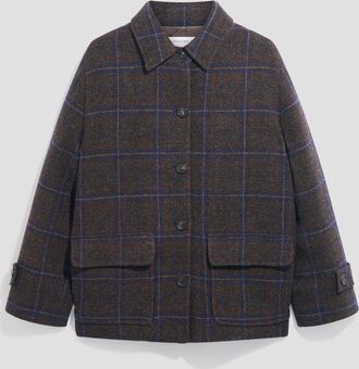 Gerard Darel Manteau court &agrave; carreaux en laine vierge - ALTA - Marron