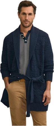 Brooks Brothers Homme, Pulls, Bleu, Taille: XL Cardigan Ch&acirc;le Enveloppant Textur&eacute;