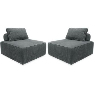Sweeek Sweeek - 2er-Set Sofa-Modul-Sessel mit Cordbezug, Cord, Grau