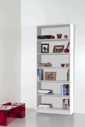 Dmora B&uuml;cherregal Sibuyan, B&uuml;roregal, Mobiler Buchhalter, Bibliothek, Made in Italy, 80x28h201 cm, Wei&szlig;