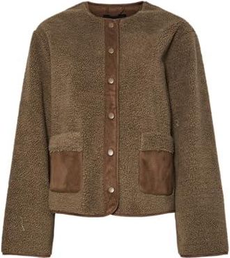 Pieces Teddy Jacket Veste en Peluche Pcjune, Morel, x_l Femmes