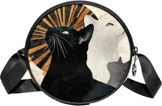 Generic Sac &agrave; bandouli&egrave;re rond pour femme, petit sac &agrave; bandouli&egrave;re avec fermeture &eacute;clair, bretelles r&eacute;glables, style d&eacute;contract&eacute;, pour femmes et filles