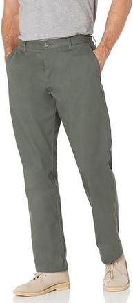 Amazon Essentials Pantalon Chino Infroissable sans Pinces Coupe Classique (Grandes Tailles Disponibles) Homme, Olive Foncé, 50W / 28L