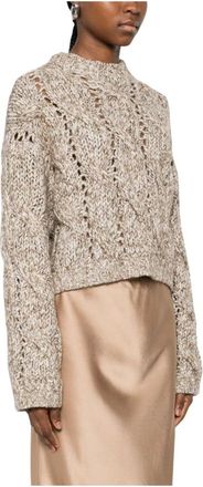 Brunello Cucinelli Femme, Pulls, Beige, Taille: 42 FR Maglione traforato
