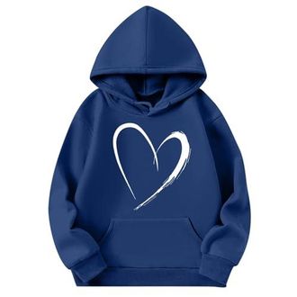 Generic Sweat &agrave; capuche ample pour la Saint-Valentin 2026 avec imprim&eacute; pour un pull confortable, bleu marine, XXL
