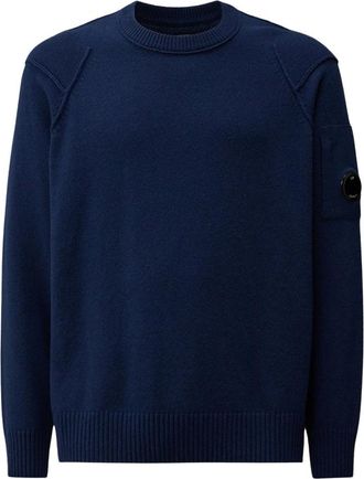C.P. Company C.p. Company, Homme, Pulls, Bleu, Taille: S Pull Ras du Cou en Laine dAgneau GRS