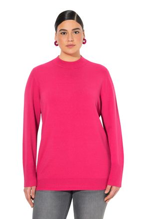 Ulla Popken Damen große Größen Übergrößen Plus Size Pullover, Stehkragen, Langarm, Rippbündchen