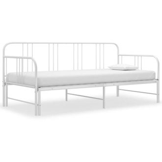 vidaXL Ausziehsofa Bettgestell Wei&szlig; Metall 90x200 cm Vidaxl