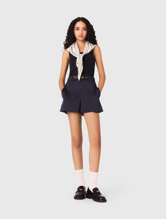 Maje Short En Satin - Bleu Marine - Maje