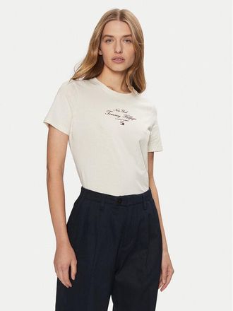 Tommy Hilfiger T-Shirt WW0WW43895 &Eacute;cru Regular Fit
