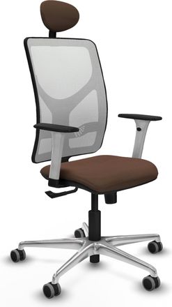 Piqueras y Crespo B&uuml;rostuhl mit schwarzen und wei&szlig;en Armlehnen, h&ouml;henverstellbare Lendenwirbelst&uuml;tze und festes Kopfteil, ausgestattet mit 3 Positionen, Wei&szlig;/Dunkelbrau