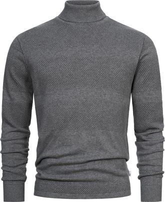 Kronstadt Herren KSFisker Feinstrickpullover mit Rollkragen aus 100% Baumwolle | Strickpulli f&uuml;r M&auml;nner Lt Grey Mix, L