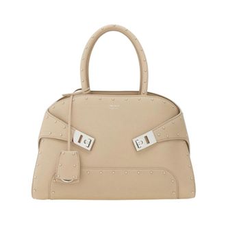 Ferragamo Stilvolle Handtasche mit Nieten - - Bags - Damen - Braun - ONE SIZE