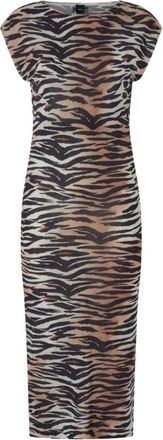 Pinko Pinko, Femme, Robes, Multicolore, Taille: 40 FR Robe Midi Imprim&eacute; Tigre