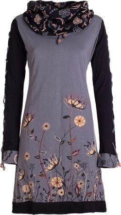 vishes Damen Langarmshirt-Kleid mit Schalkragen in Grau I Gr&ouml;&szlig;e M (40) I Handgefertigt aus 100% Baumwolle I Ideal f&uuml;r Jede Jahreszeit I Nachhaltige Alternati