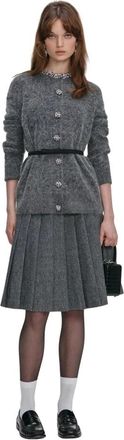 Self Portrait Femme, Robes, Gris, Taille: 36 FR Crystal Trim Cardigan