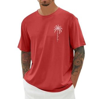 Generic T-shirt d&eacute;t&eacute; pour homme - Col rond - Manches courtes - Avec imprim&eacute; ville - Chemises basiques - Chemises d&eacute;contract&eacute;es - T-shirts de sport, rouge, XXS
