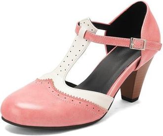 Generic Escarpins habill&eacute;s &agrave; talon &eacute;pais et &agrave; bout rond et sangle r&eacute;glable pour femme avec sangle r&eacute;glable, rose, 38.5 EU