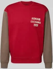 A|X Armani Exchange Sweatshirt mit Label-Stitching und Rundhalsausschnitt
