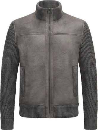 Milestone Hybridjacke MSCervo Vintage-Lammfelloptik mit strukturiertem Wollmix-Strick