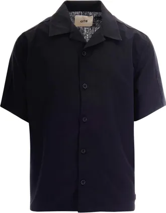 Arte Homme, Chemises, Noir, Taille: L Nylon Linnen Shirt