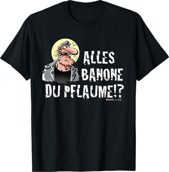 Werner Herren T-Shirt Cartoon Banane Pflaume Schwarz S EU Klein