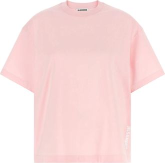 Jil Sander Femme, Tops, Rose, Taille: 36 FR T-shirt en jersey de coton avec logo imprim&eacute;