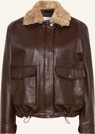 Darling Harbour Darling Harbour Lederjacke Mit Kunstfell braun