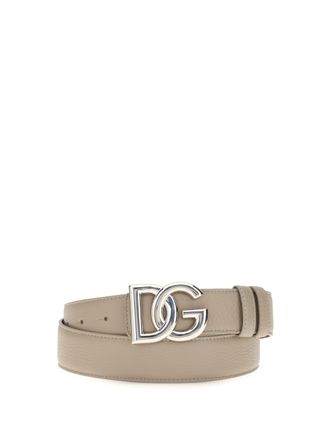 Dolce & Gabbana Mens Belt Taupe Calf Leather