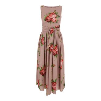 Dolce & Gabbana Femme, Robes, Multicolore, Taille: 38 FR Rose Bouquet-Print Cotton Dress
