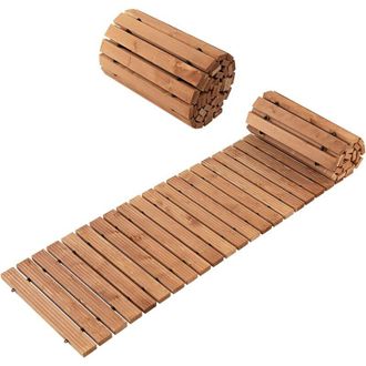 Costway Costway - Ausrollbarer Garten-Holzweg 245 cm Rollweg mit Stahldraht, Gartenweg f&uuml;r Garten, Hinterhof Breite 43 cm