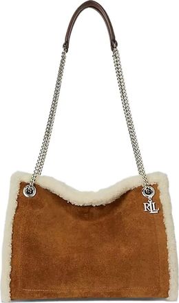 Lauren Ralph Lauren medium Bradley shearling-trim shoulder bag - Braun