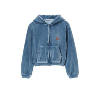Alexander Wang Velours-Kapuzenpullover in Blau