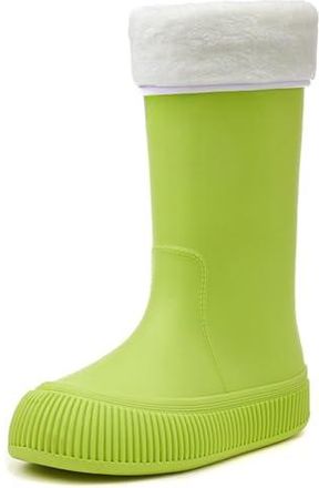 Generic Bottes de pluie en caoutchouc pour femme, doublure en peluche, amovibles et lavables, bottes de pluie mi-mollet pour femme, chaudes, imperm&eacute;ables, ant