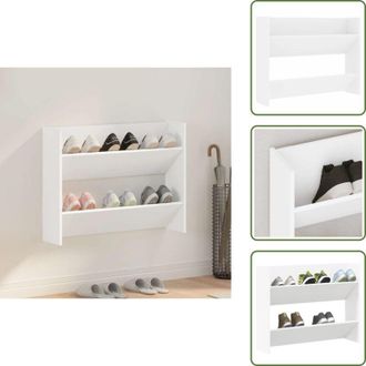 vidaXL &Eacute;tag&egrave;res basculantes - vidaXL Armoire &agrave; chaussures murale Blanc 80x18x60 cm Agglom&eacute;r&eacute; - Rangement de chaussures
