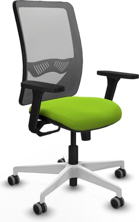 Piqueras y Crespo Stuhl mit Lendenwirbelst&uuml;tze Zulema mit 3D-Armlehnen, ausgestattet mit 3 Positionen und Schneidschaum, mit Rollen 65 mm, Parkett, Grau/Pistazie