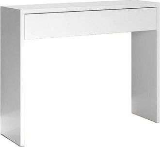 PEGANE Pegane - Table console blanche avec 1 tiroir - Dimensions 100x30x76 cm - Panneaux de particules m&eacute;lamin&eacute;s - Style moderne et &eacute;pur&eacute;