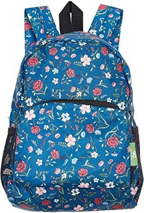 Eco Chic Mini sac à dos pliable léger | Sac à dos résistant à leau | Se replie dans une pochette pour le rangement (Floral Marine)