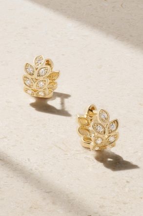 Sydney Evan Leaf Creolen Aus 14 Karat Gold Mit Diamanten